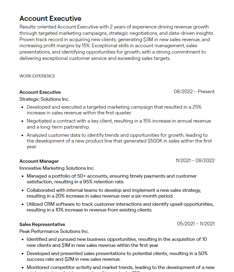 1 Account Executive Resume Examples with Guidance 